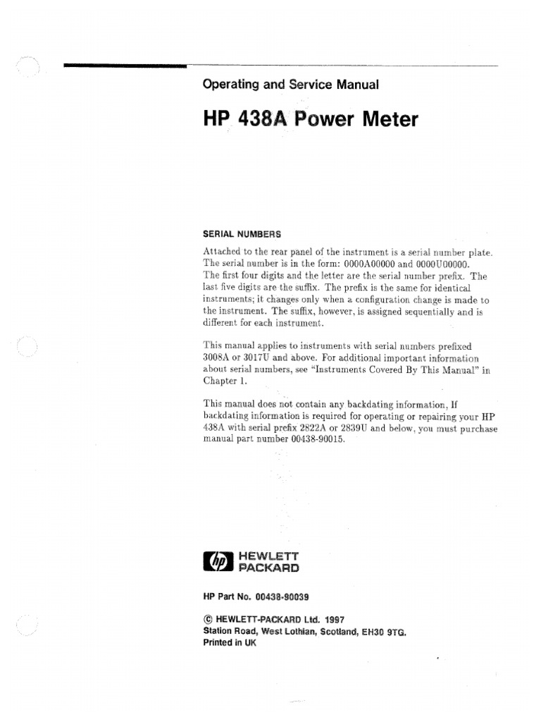 HP 438A Operating & Service | PDF
