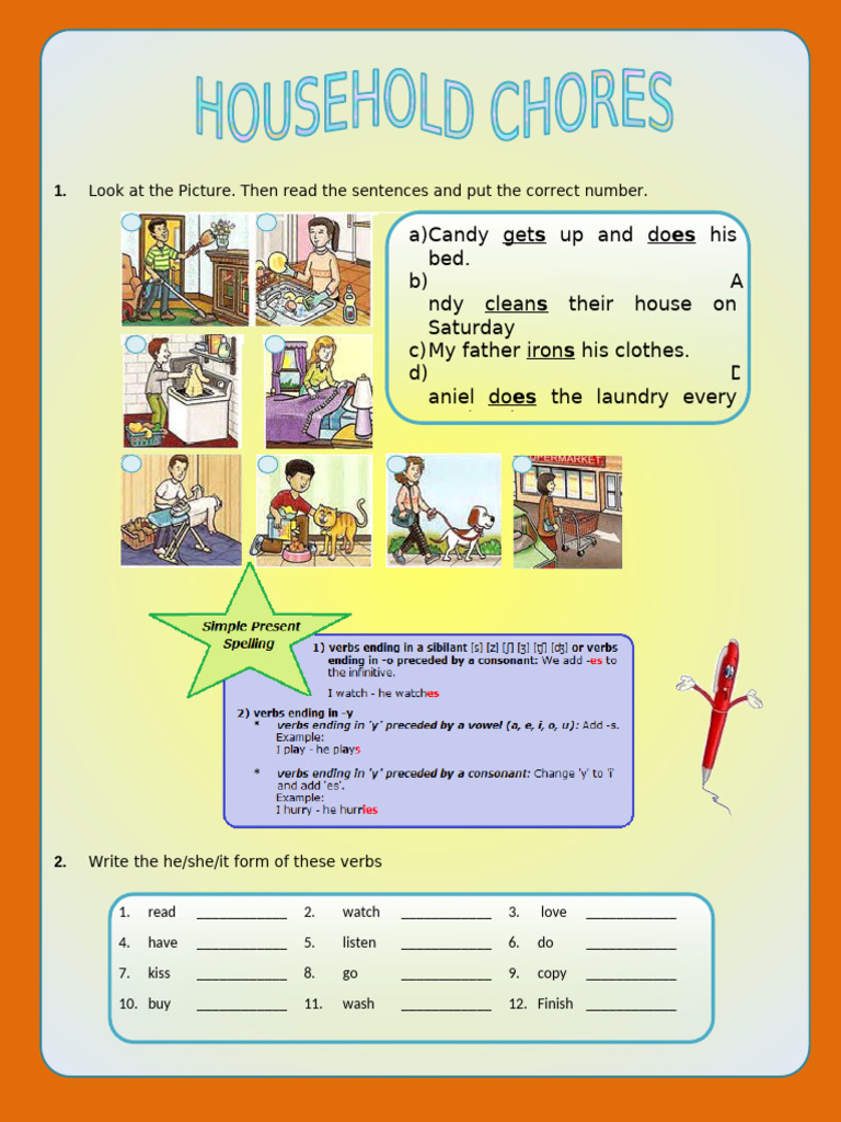 house-chores-reading-comprehension-exercises_26206 | PDF | Languages ...