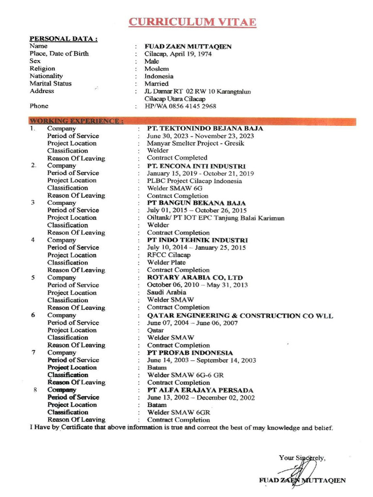 FUAD ZAEN MUTTAQIEN _ WELDER | PDF