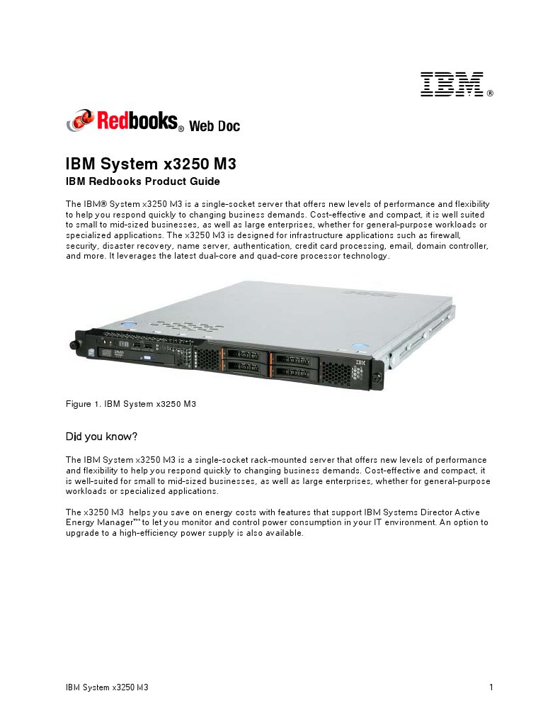IBM System x3250 M3: IBM Redbooks Product Guide | PDF | Hard Disk Drive | Network Interface ...
