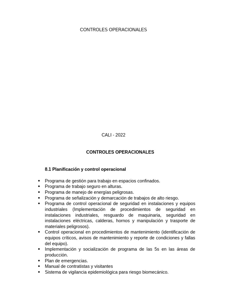 Controles Operacionales . | PDF