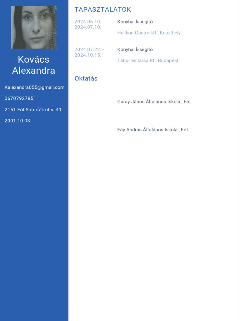 Kovács Alexandra Cv-3 | PDF