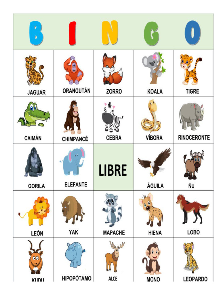 BINGO DE ANIMALES | PDF