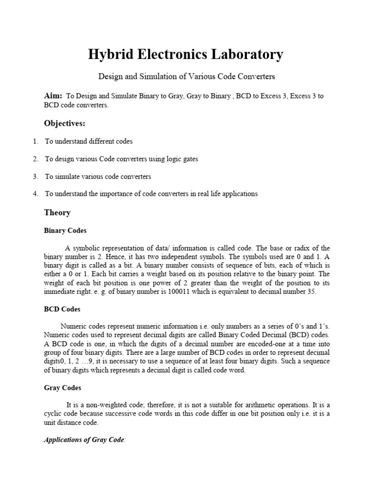 Code Converters | PDF | Binary Coded Decimal | Bit Code Converters | PDF | Binary Coded Decimal | Bit