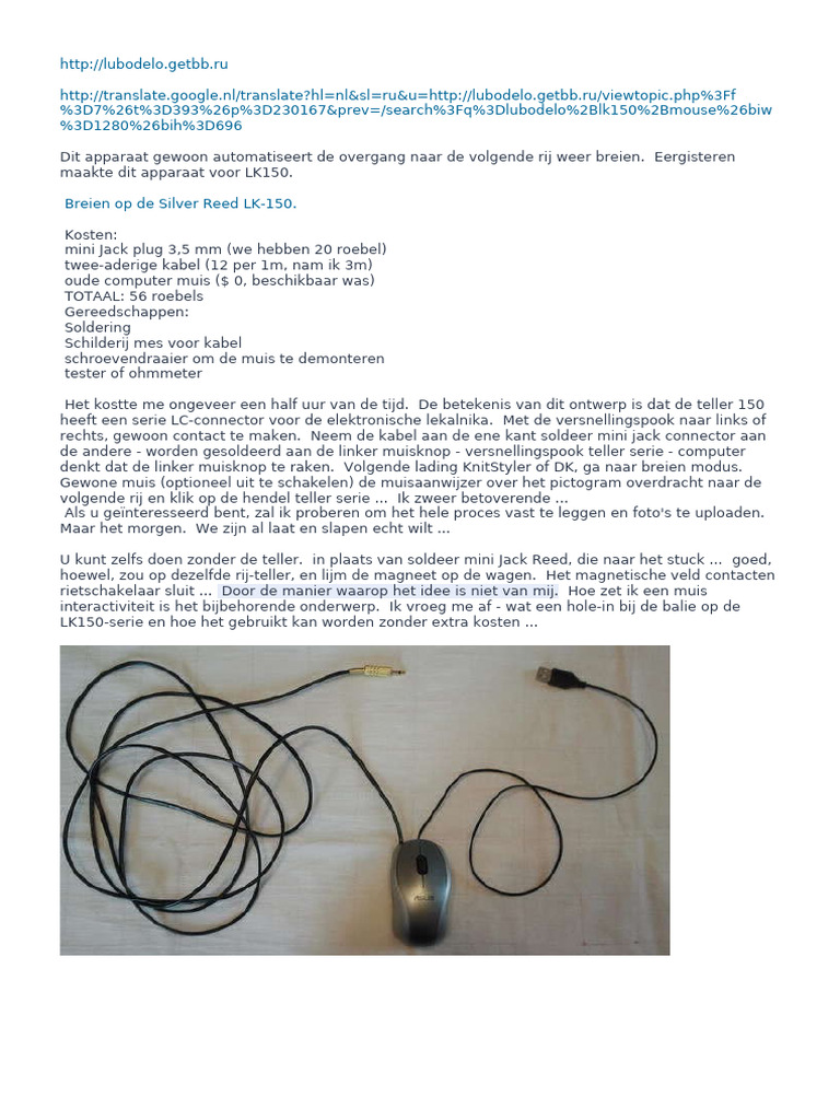 Mouse Designaknit Lk150 With Mini Jack Plug 3,5 MM | PDF