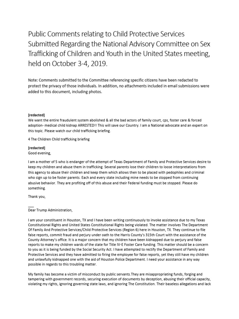 Nac Public Comments Cps 2019 | PDF | Child Protective Services | Perjury