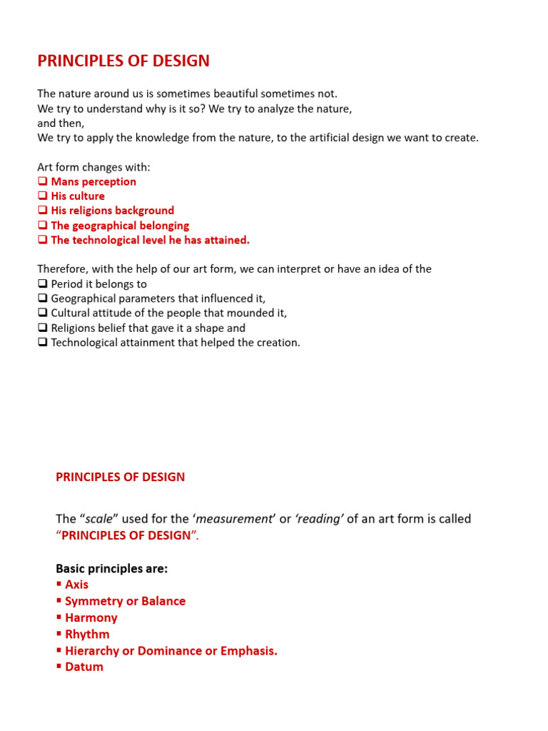 Principle Of Design | PDF | Symmetry | Harmony