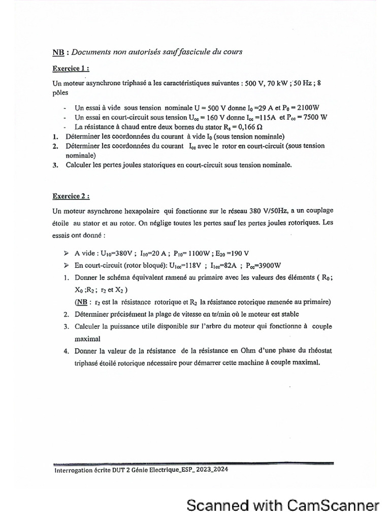 Interro Machines Électriques | PDF