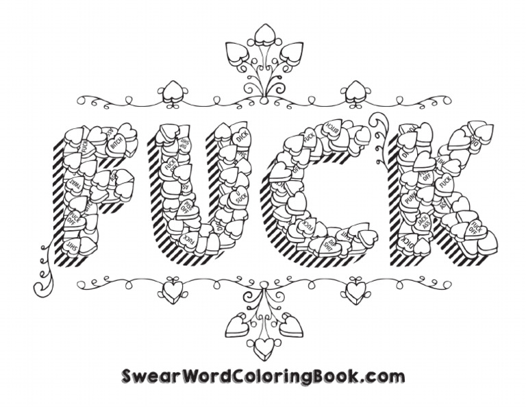 Adult Coloring Page Sweary Hearts FCK 1 | PDF