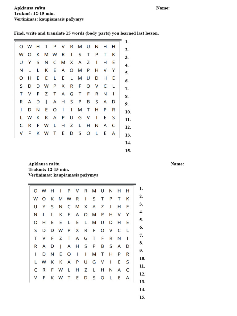 Apklausa Raštu II Kl. | PDF