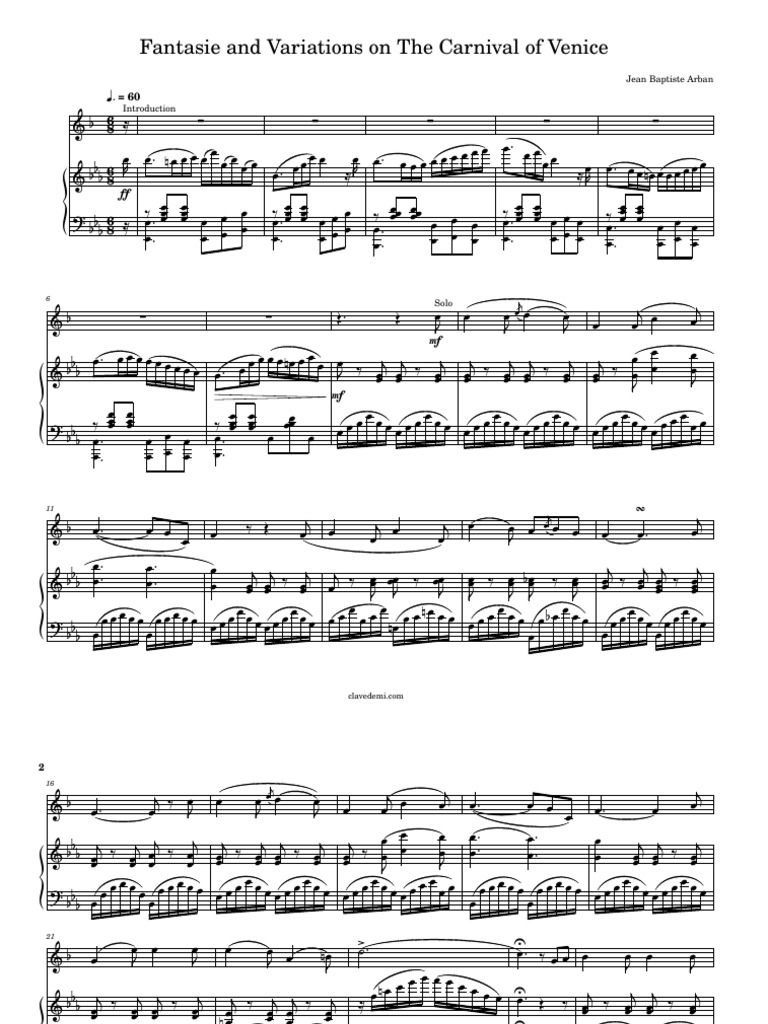 Fantasie and Variations On The Carnival of Venice | PDF | Musical ...