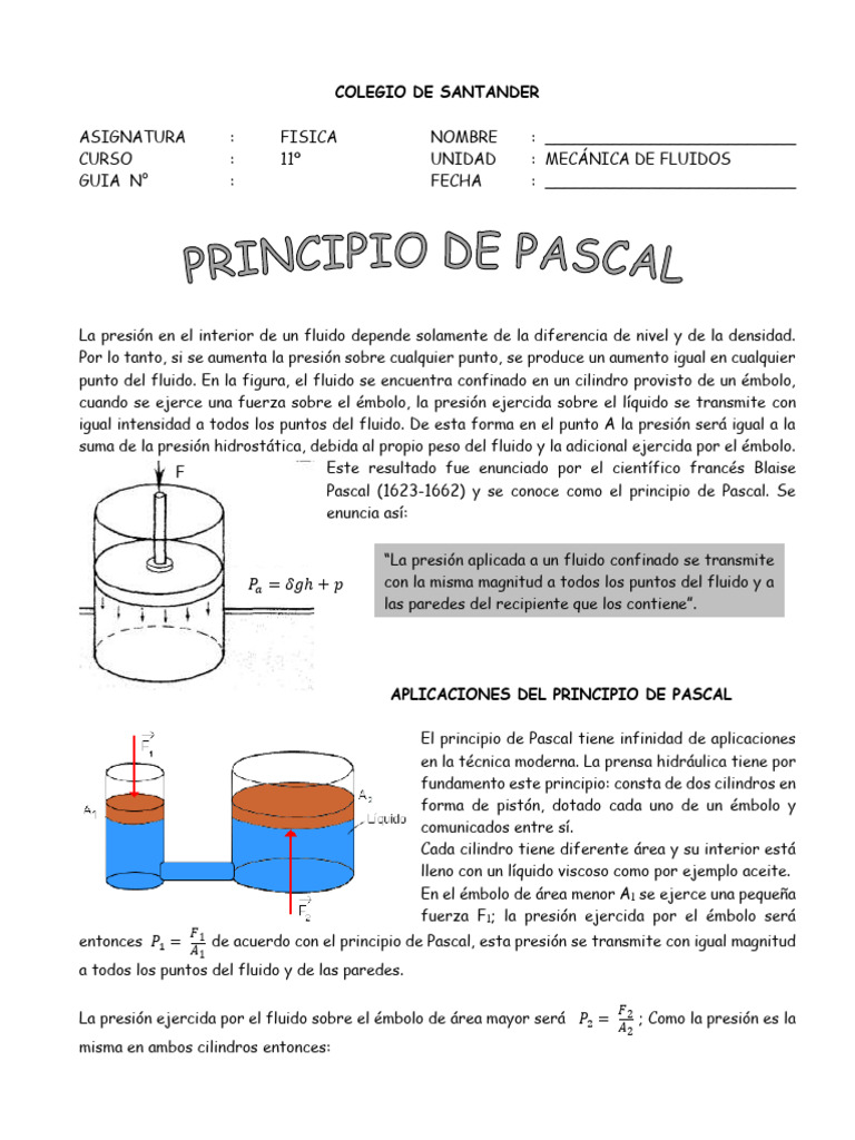 22° PRINCIPIO DE PASCAL. | PDF | Materia suave | Mecánica de fluidos