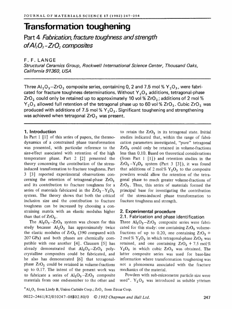 Materials Science: AI203-Zr02 Composites | PDF | Zirconium Dioxide ...