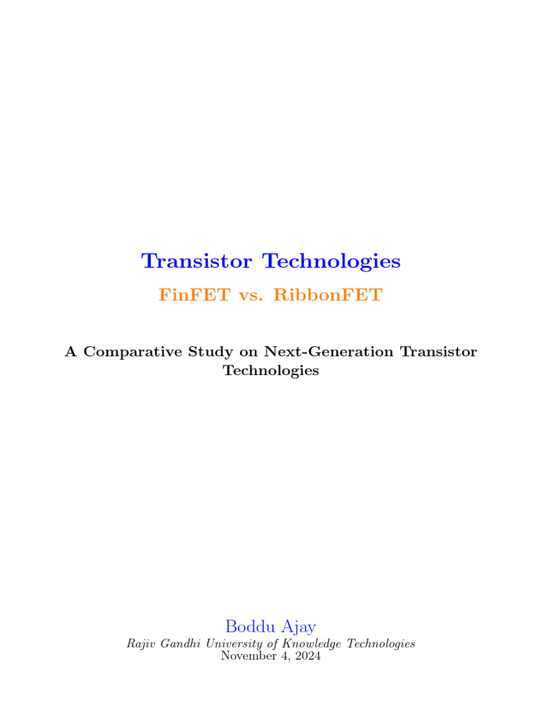 FinFET Vs RibbonFET | PDF | Mosfet | Transistor