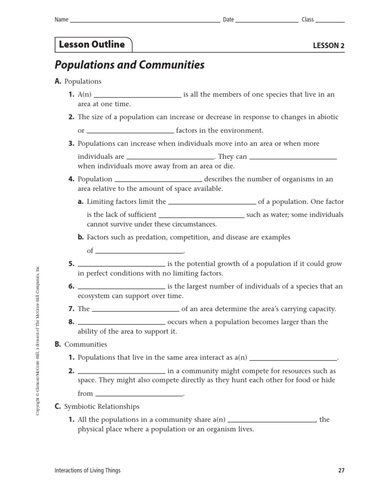 Unit 6 - Lesson 2 Note Guide | PDF | Symbiosis | Systems Ecology