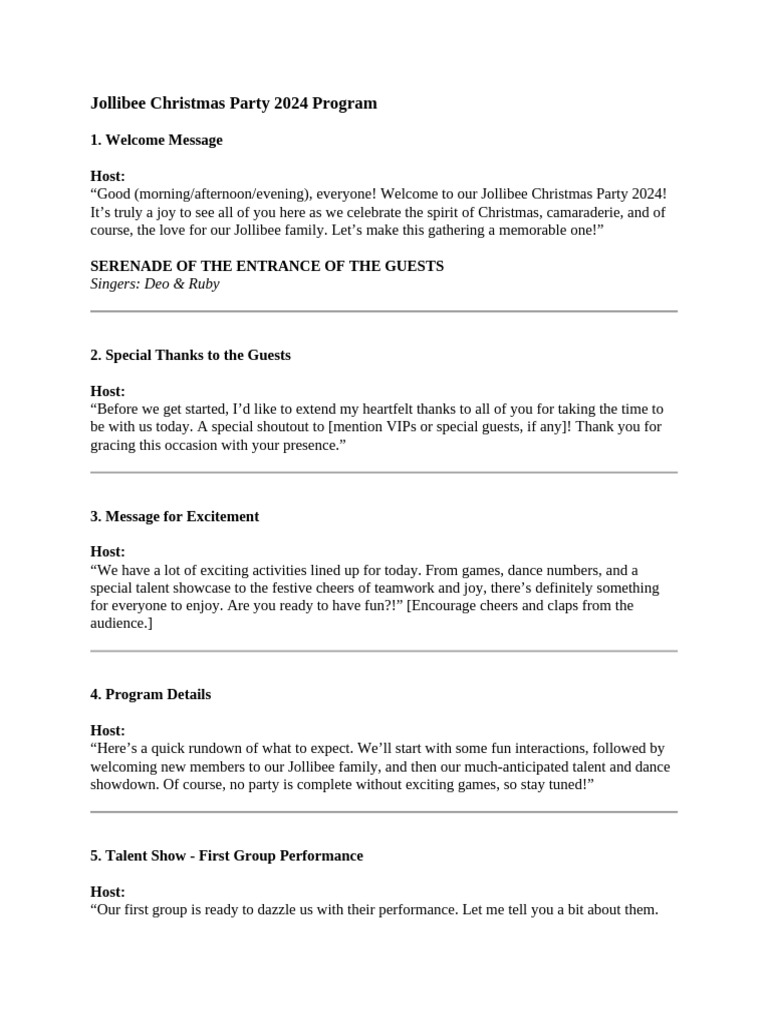Christmas Party Script (JFC) | PDF
