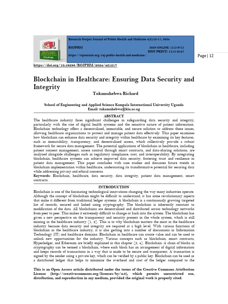 Blockchain Enhancing Healthcare Data Security | PDF | Computer Security ...