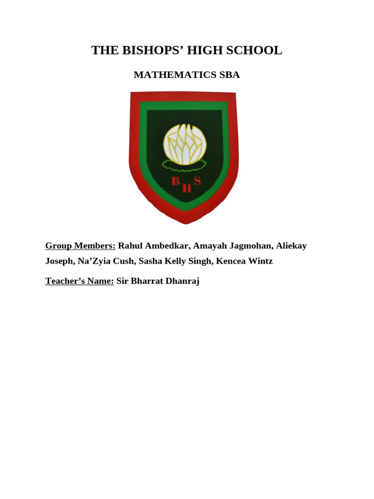 Mathematics SBA (2) | PDF