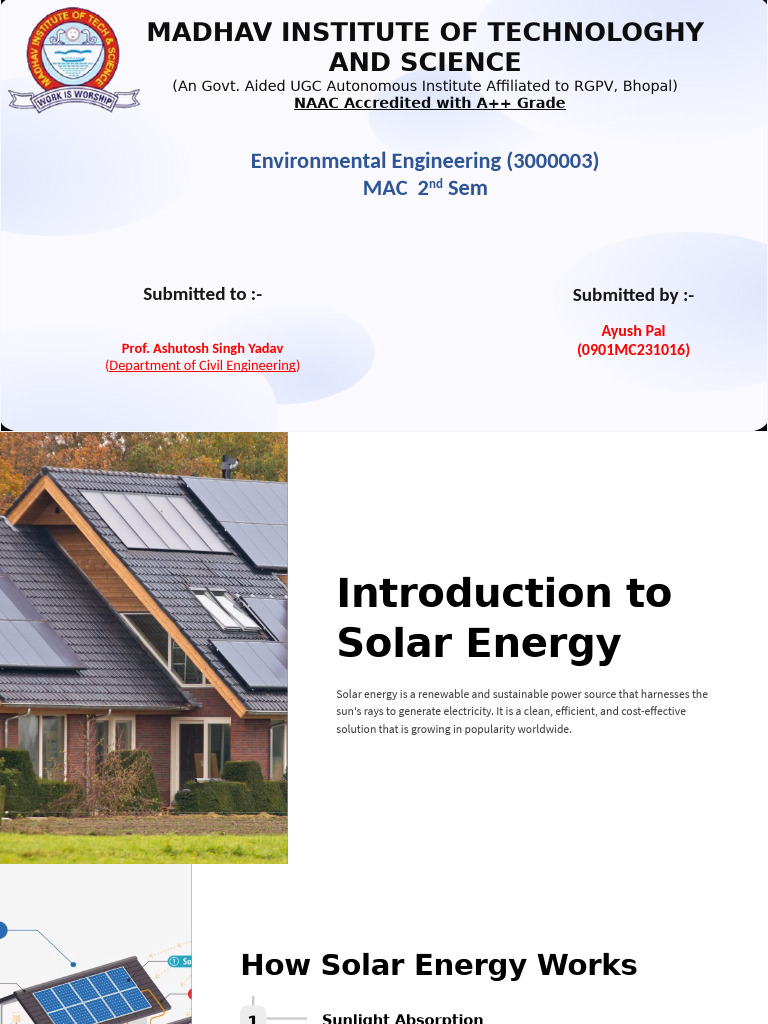 Introduction-to-Solar-Energy. Final | PDF | Solar Power | Solar Energy