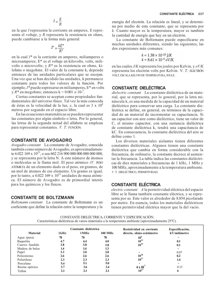 Constantes Físicas y Eléctricas Esenciales | PDF | Fotón | Radiación ...