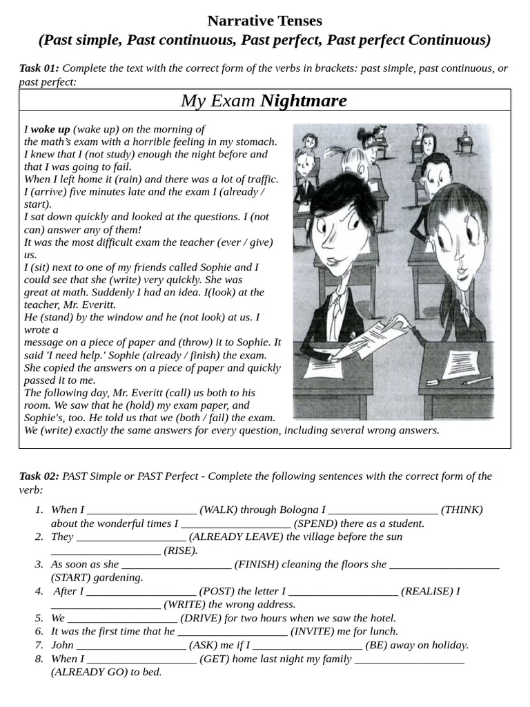 Narrative Tenses Activities | PDF