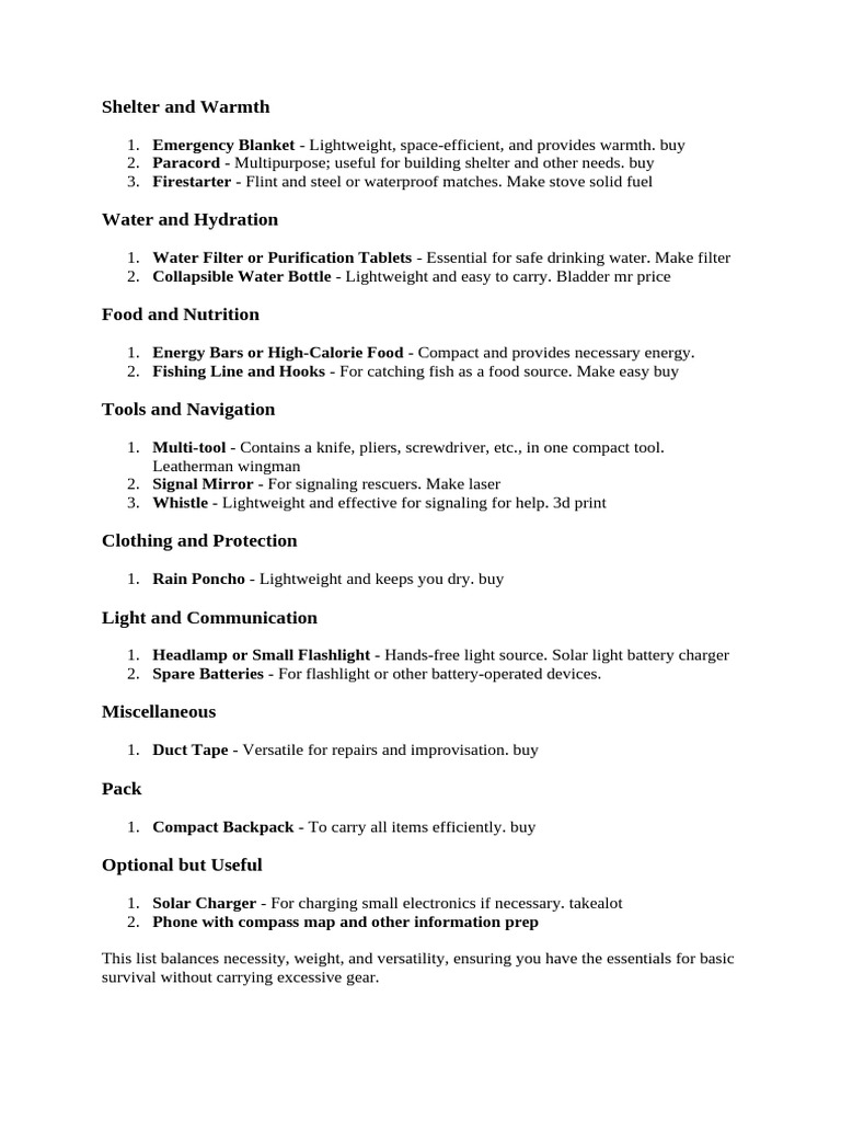 Basic SHTF List | PDF