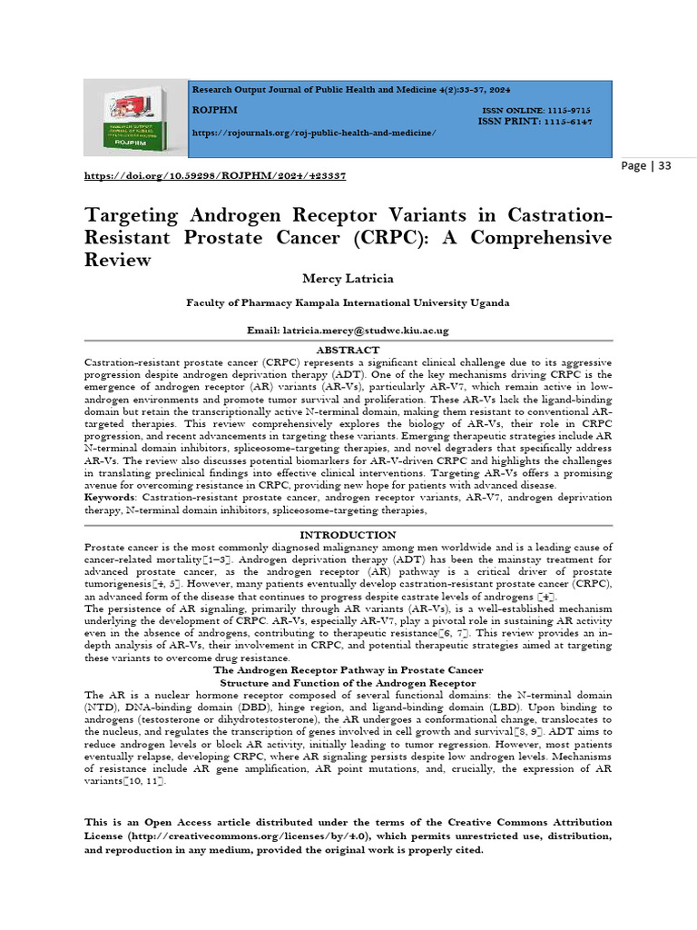 Targeting AR Variants in CRPC | PDF | Biochemistry | Chemistry