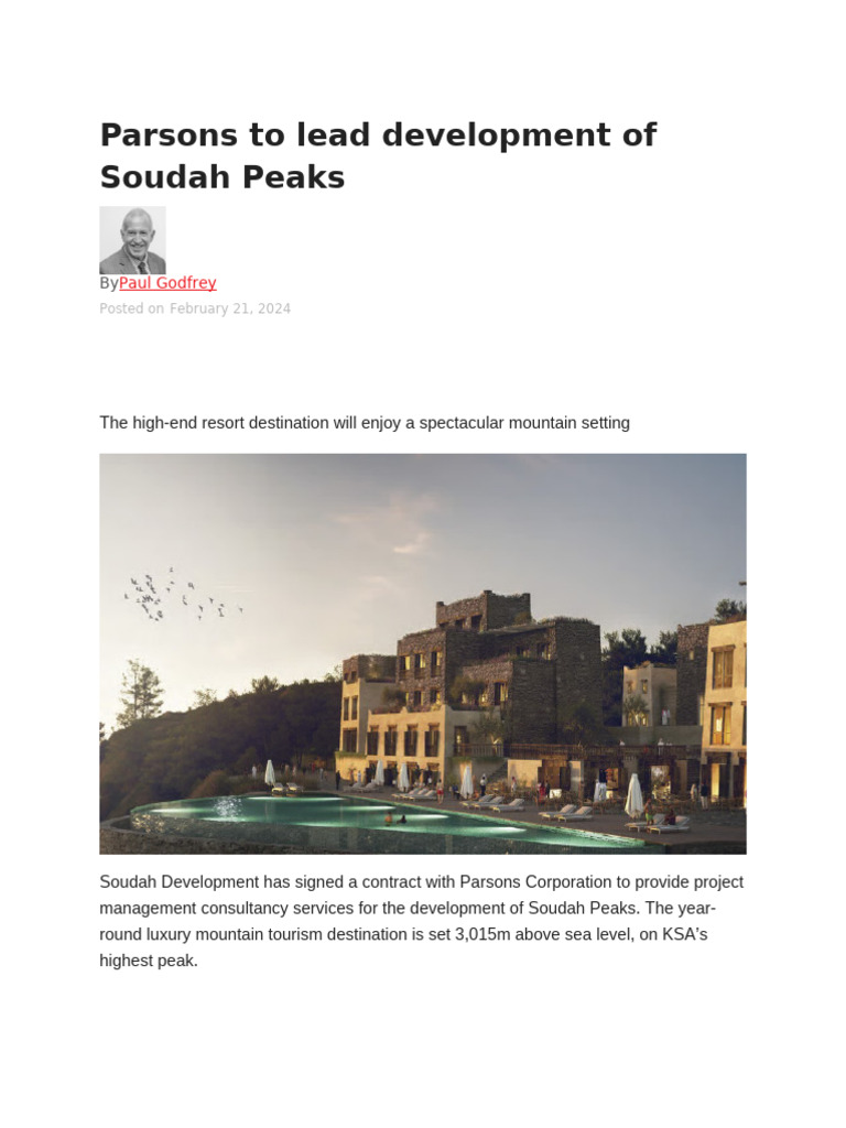 Parsons to Manage Soudah Peaks Resort Development | PDF
