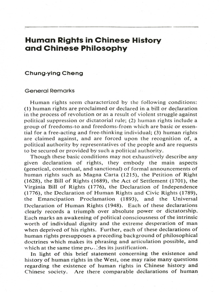 Artikel - Human Rights in Chinese History and Philosophy | PDF ...