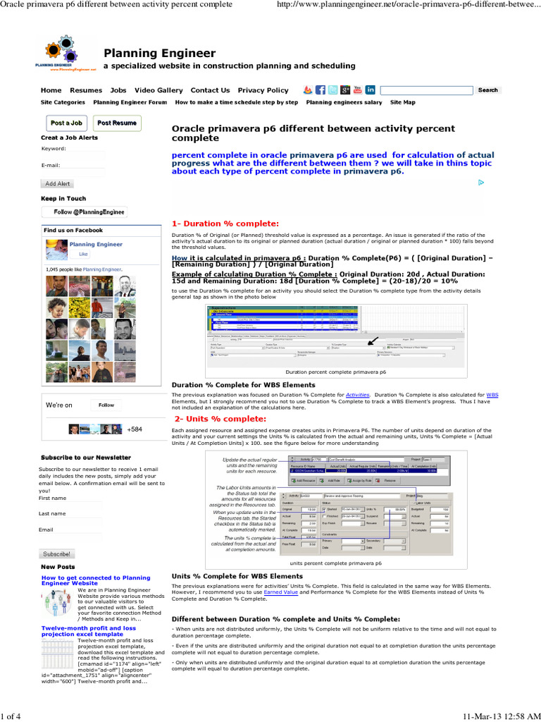 Primavera P6 Percent Complete Types | PDF | Project Management ...