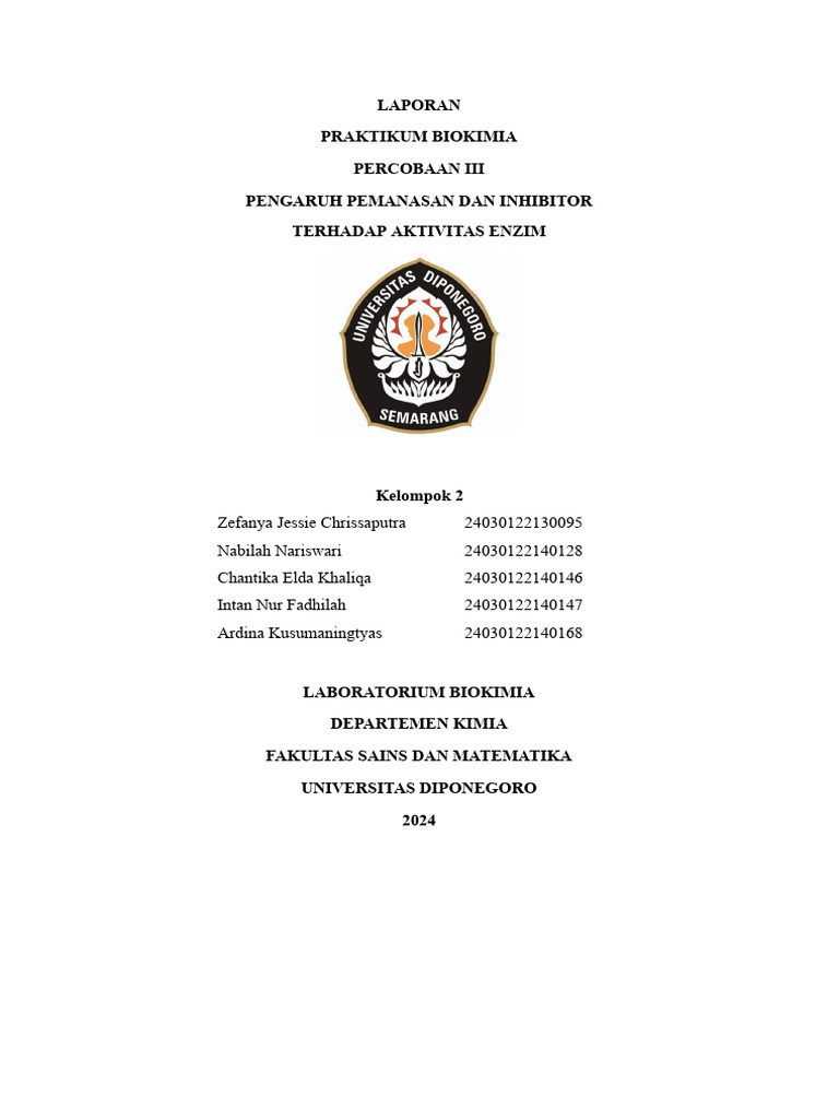 Kelompok 2 - P3 - Pengaruh Pemanasan Dan Inhibitor Terhadap Aktivitas ...