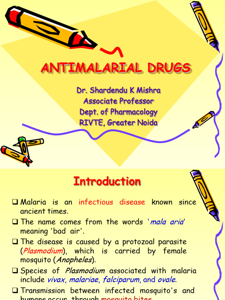 Antimalarial Agents@DrSKM | PDF | Malaria | Plasmodium Falciparum