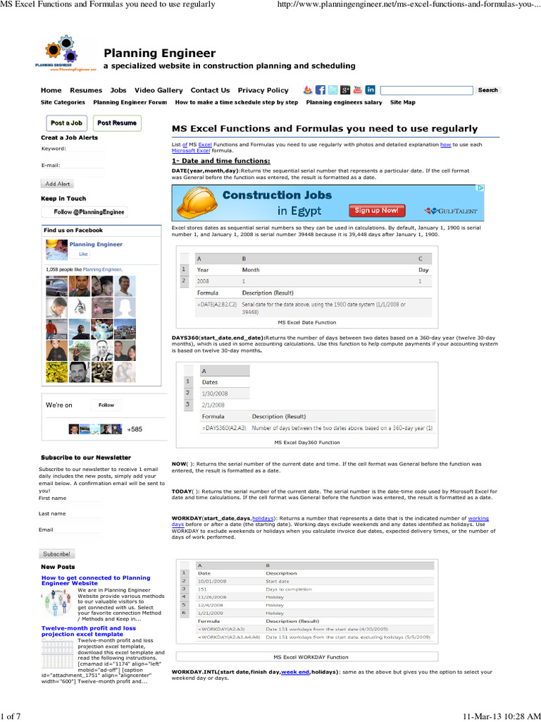 MS Excel Functions and Formulas you need to use regularly | PDF | Microsoft Excel | Function ...