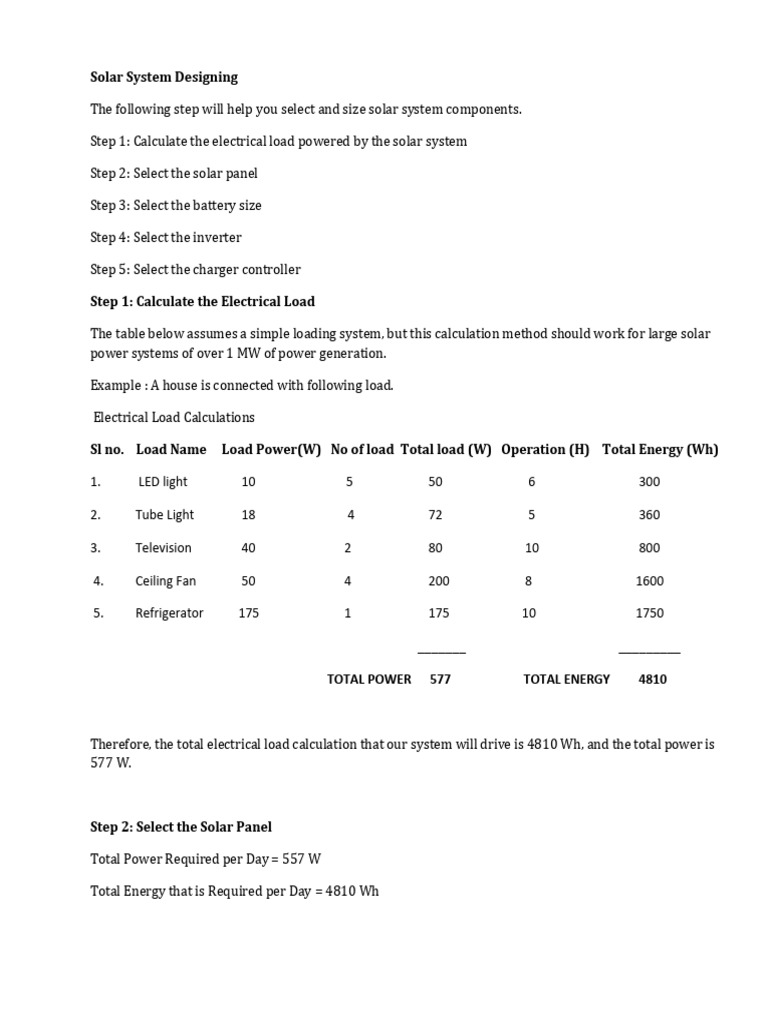 Load Calculation | PDF | Solar Power | Power Inverter