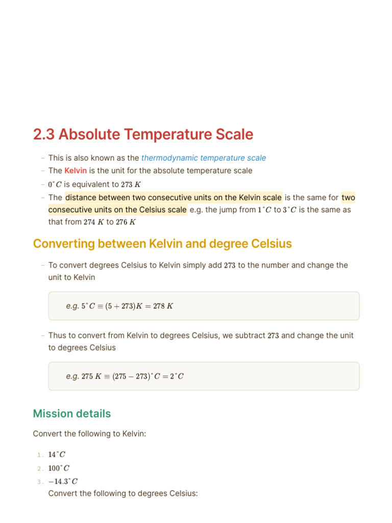 2.3 Absolute Temperature Scale | PDF | Temperature | Thermal Expansion