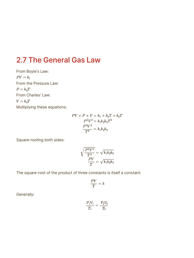 2.7 The General Gas Law | PDF