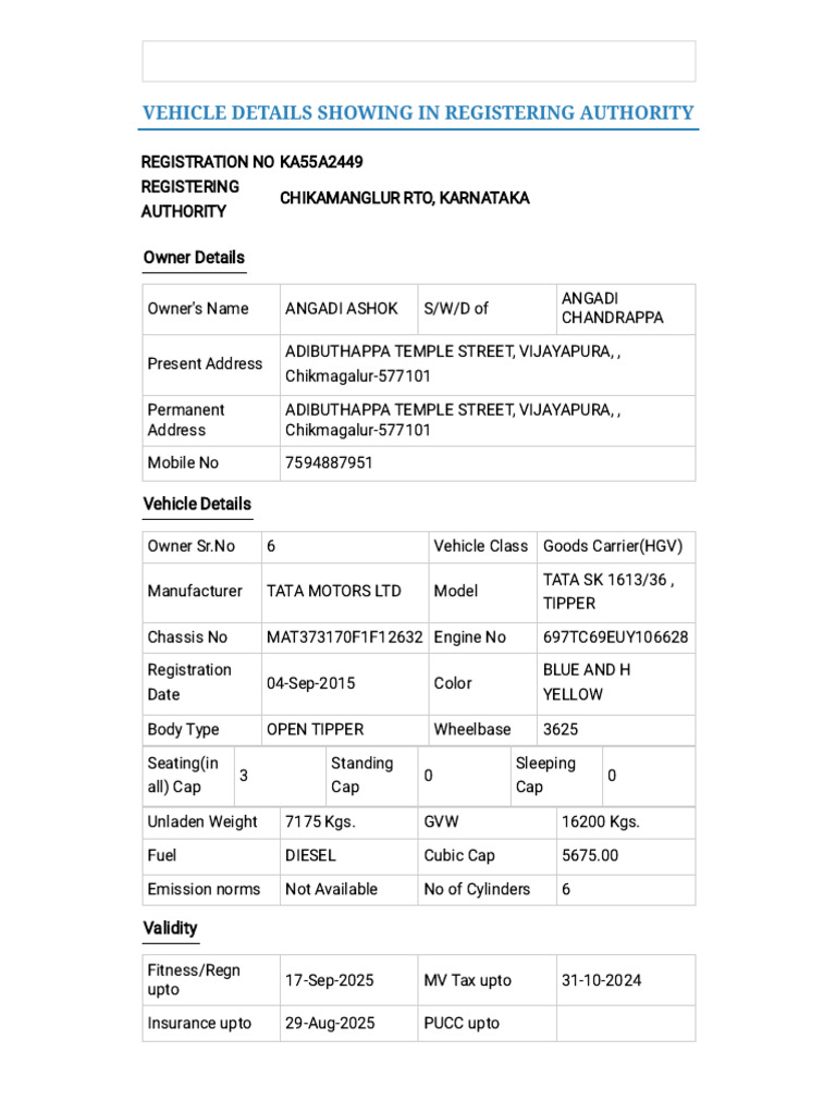 Vahan Vehicle Registration Report | PDF