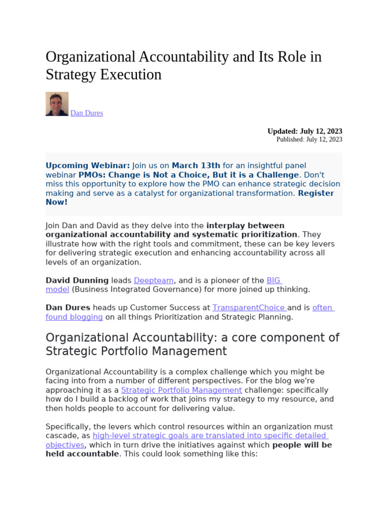 Organizational Accountability and Its Role in Strategy Execution | PDF ...