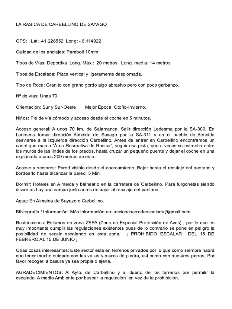 Escalada en La Rasica de Carbellino | PDF