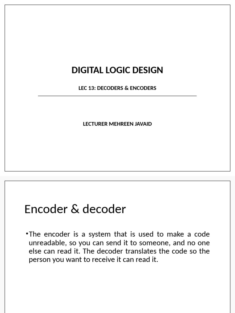 Lec 13 Encoders - Decoders | PDF | Electronic Design | Digital Electronics