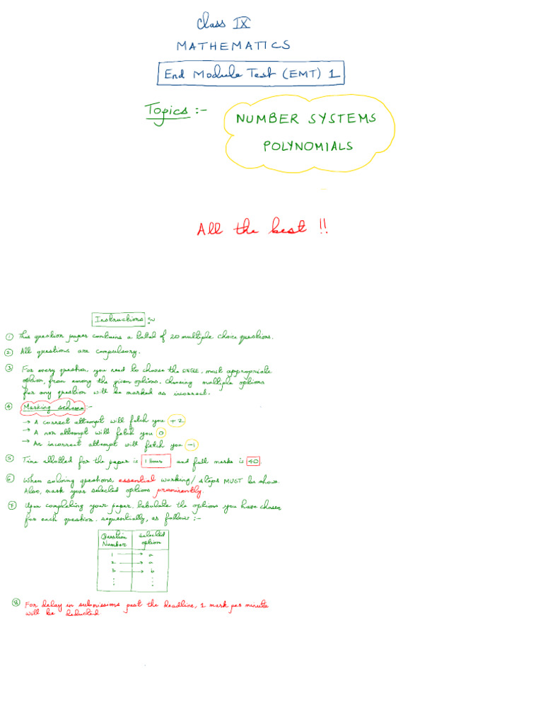 9 - Mathematics - EMT 1 | PDF