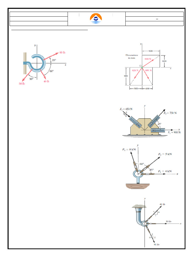 Sheet 1 - 2D Force Analysis PDF | PDF