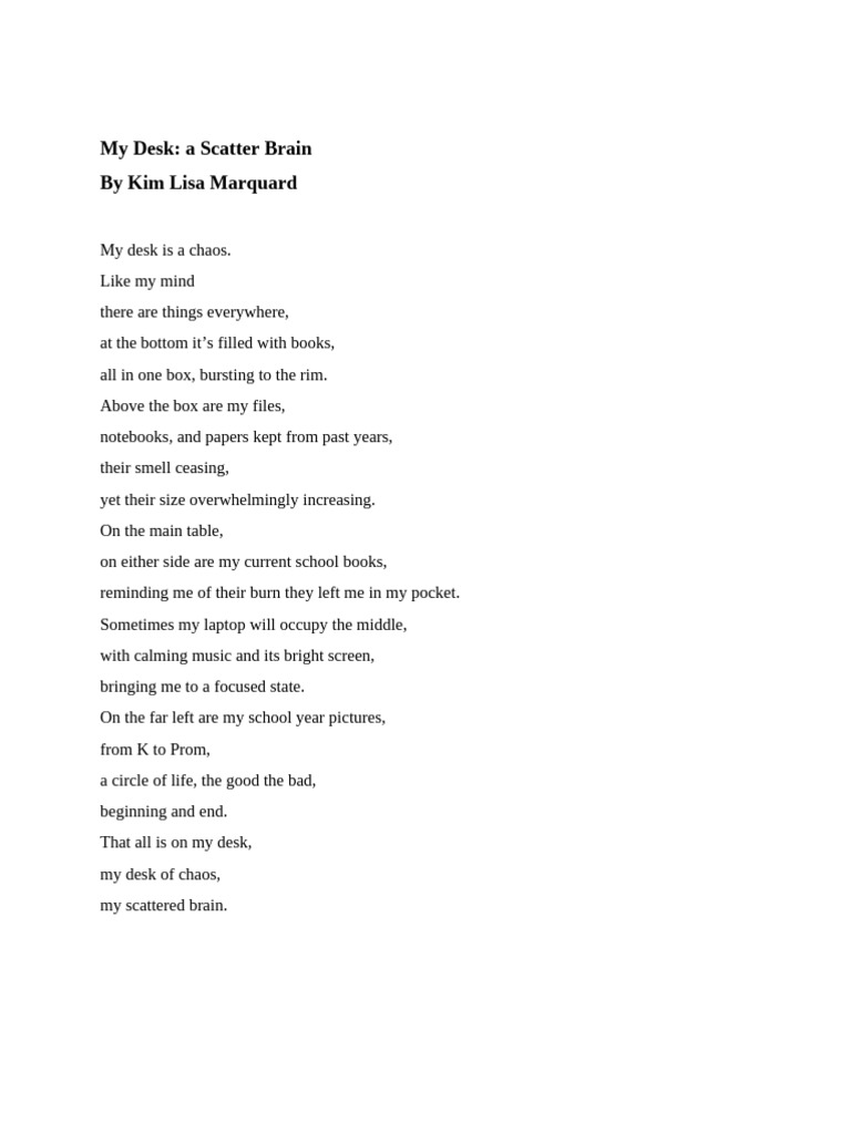 List Poetry - My Desk | PDF