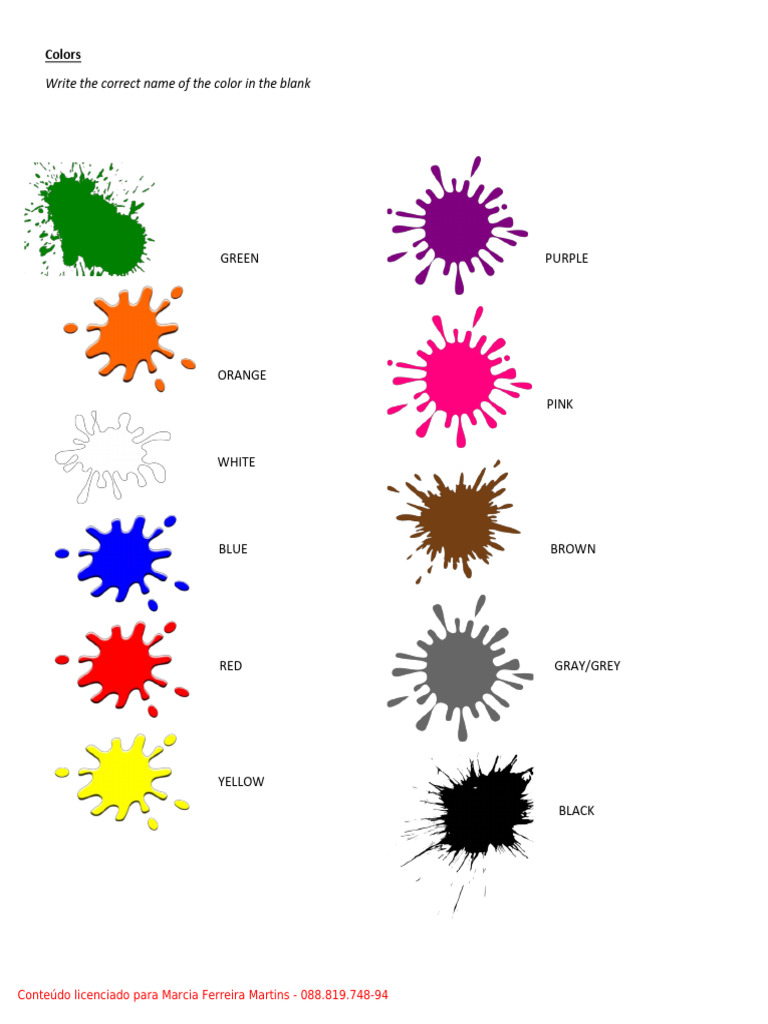 Color Identification Exercise | PDF