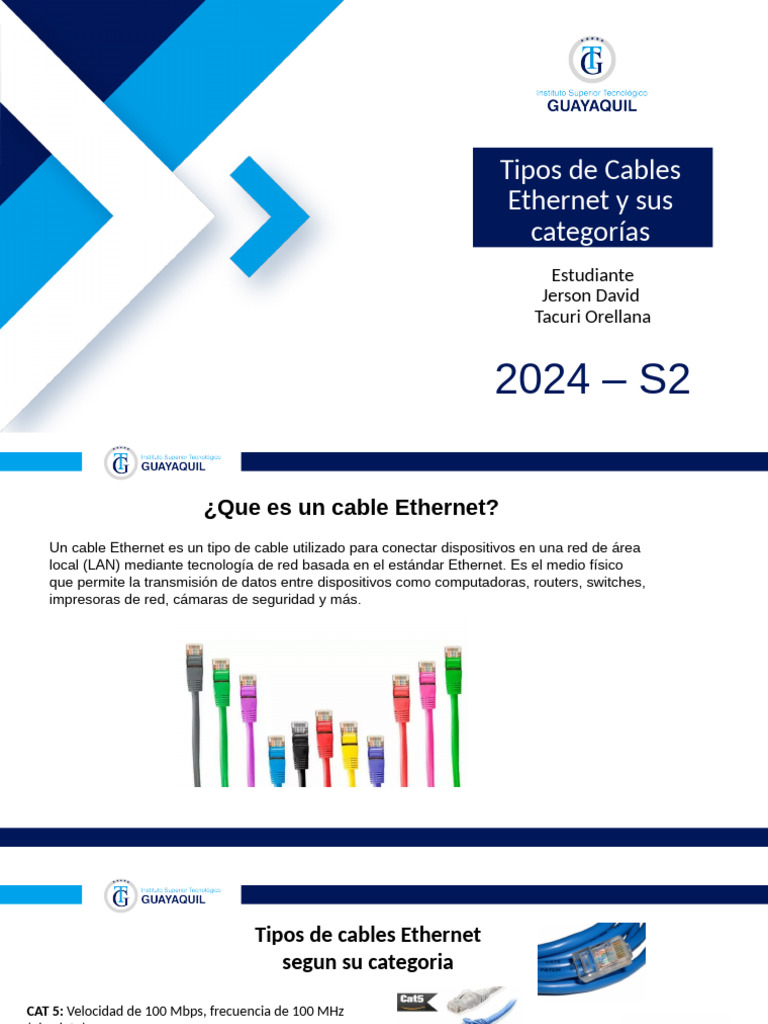 Diapositiva Cables Ethernet | PDF | Electrónica | Equipo de telecomunicaciones