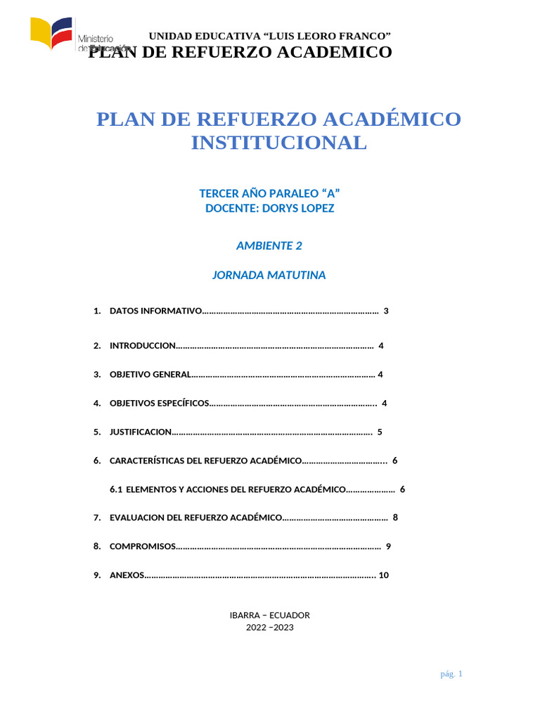 PLAN REFUERZO TERCERO A | PDF | Maestros | Enseñando