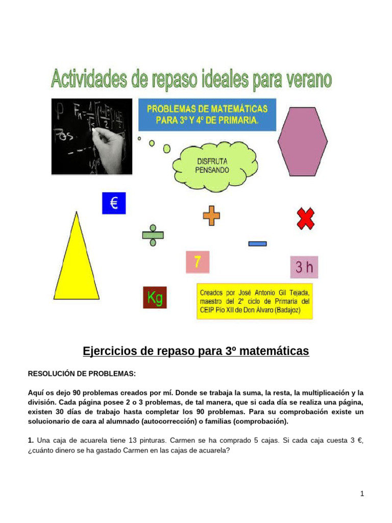 Ejercicios de Repaso para 3o Matematicas | PDF