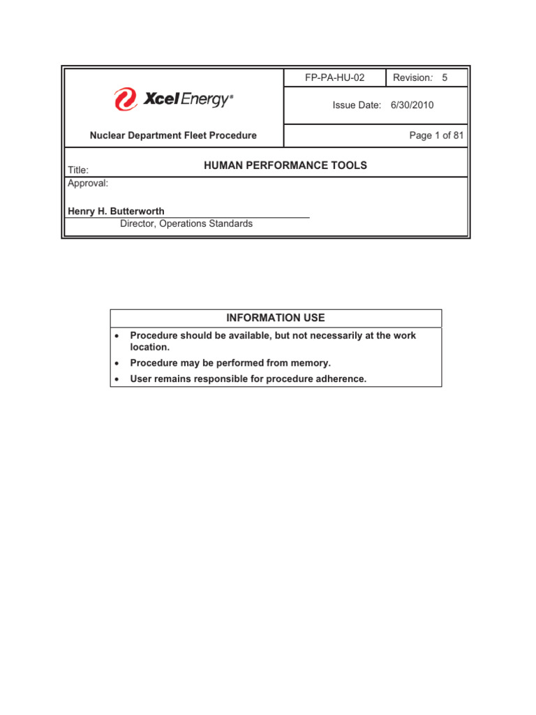 Human Performance Tools FP-PA-HU-02 | PDF | Risk | Risk Management