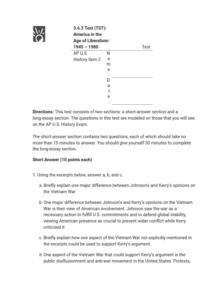 3.6.3 Test (TST) - America in The Age of Liberalism - 1945 - 1980 (Test ...