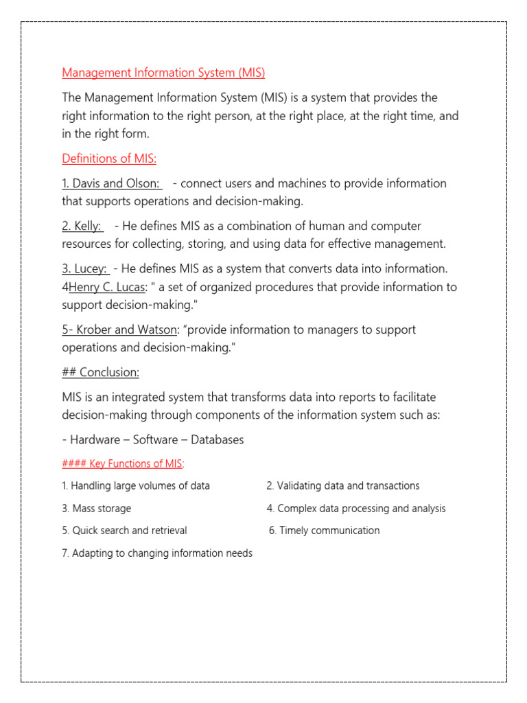 1 mis | PDF | Information | System